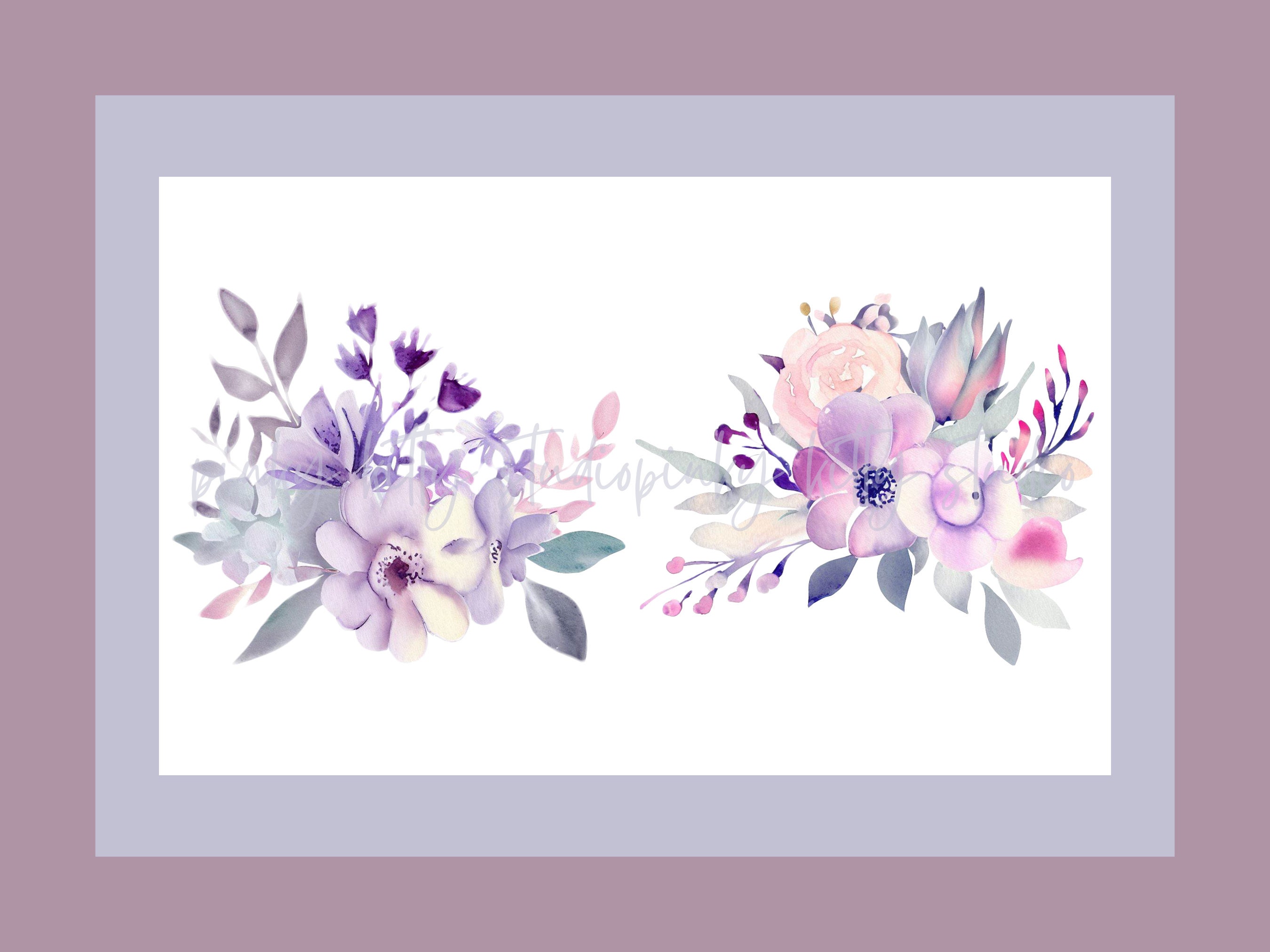 Boho Floral Watercolor Clip Art Clipart Boho Floral Bouquet Gift for ...