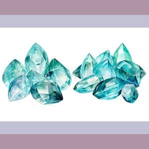 Green Diamond Watercolor Clip Art | Clipart Gem Watercolor | Gift for ...