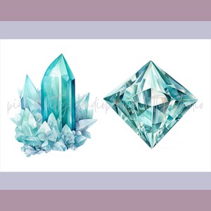 Green Diamond Watercolor Clip Art | Clipart Gem Watercolor | Gift for ...