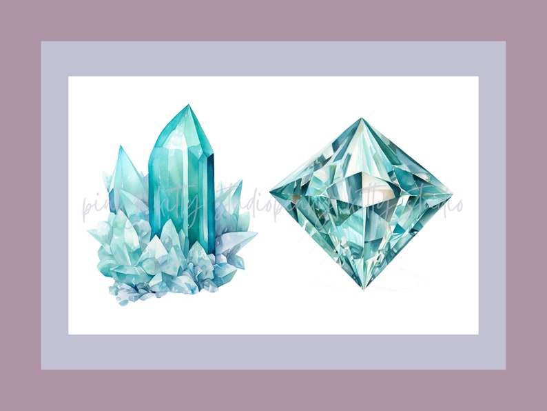 Green Diamond Watercolor Clip Art Clipart Gem Watercolor Gift for Her ...