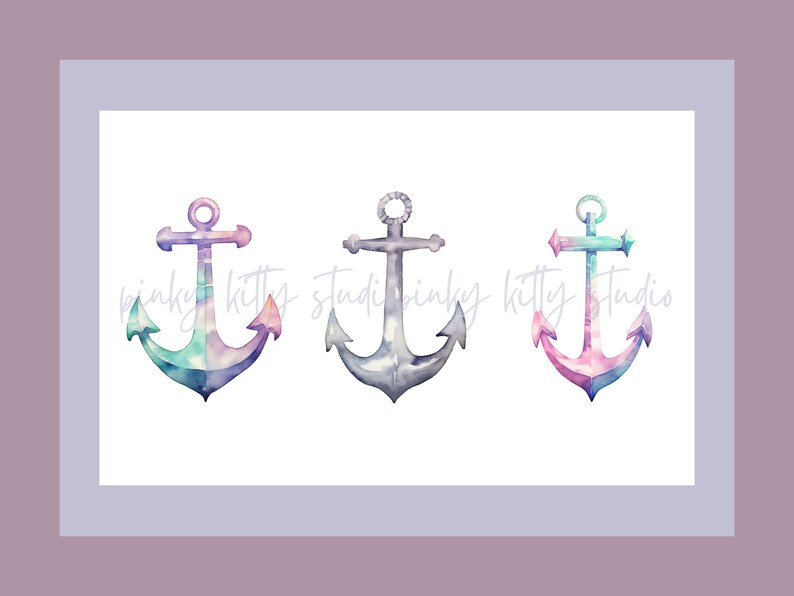 Nautical Watercolor Clip Art Clipart Anchor Watercolor Gift for Her ...