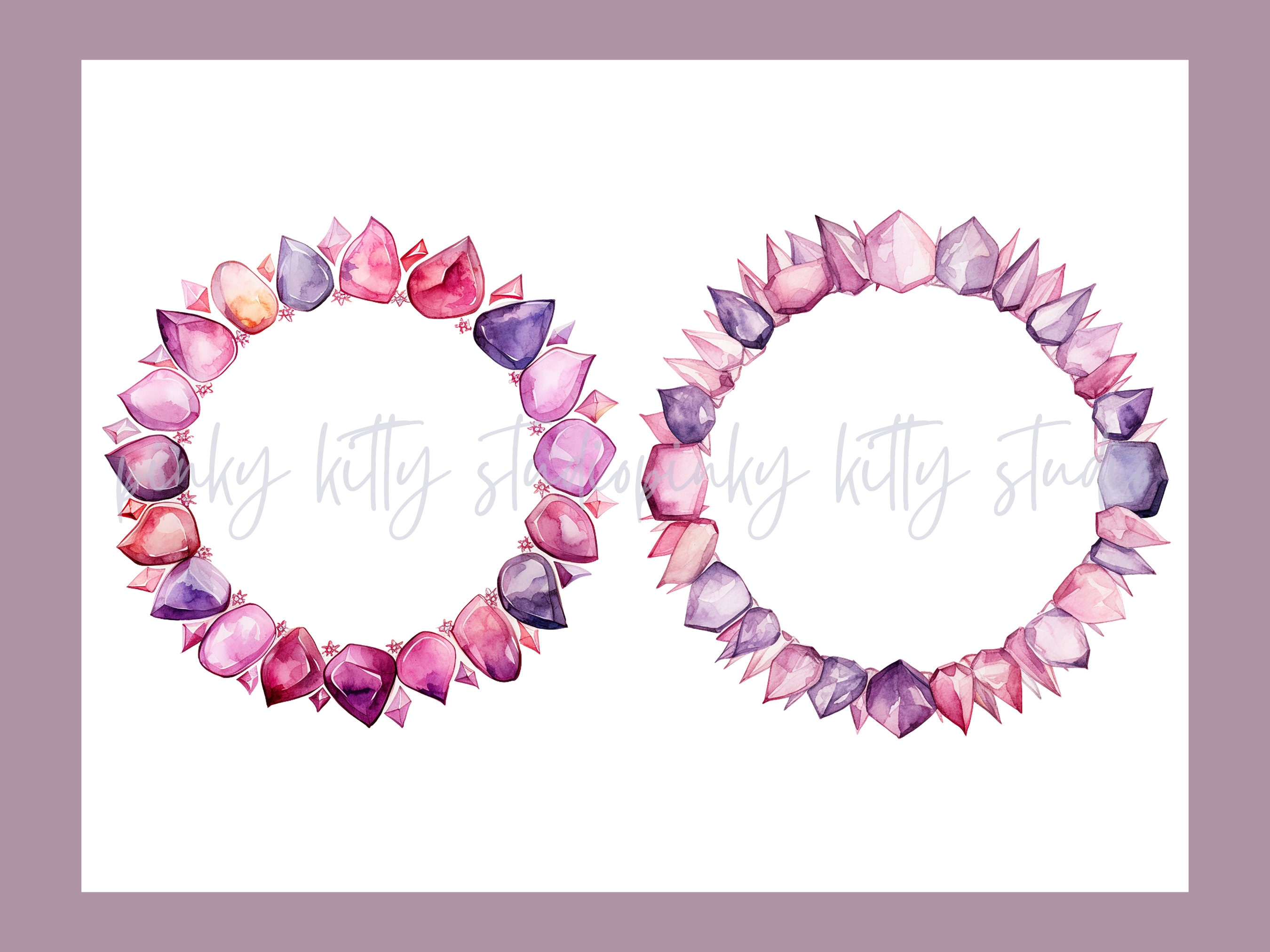 Watercolor Gem Clip Art | Frame Clipart | Mineral Decor Digital File ...