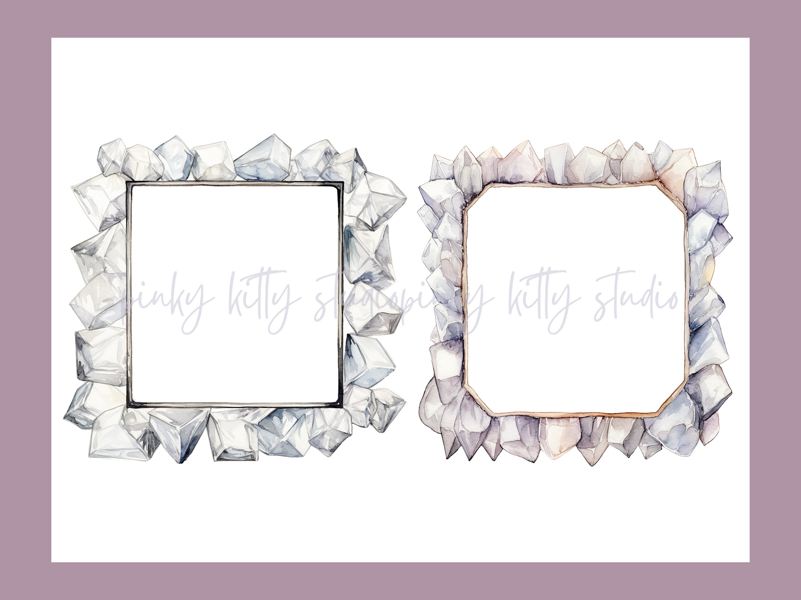 Watercolor Diamond Clip Art | Frame Clipart | Gem Mineral Decor Digital ...