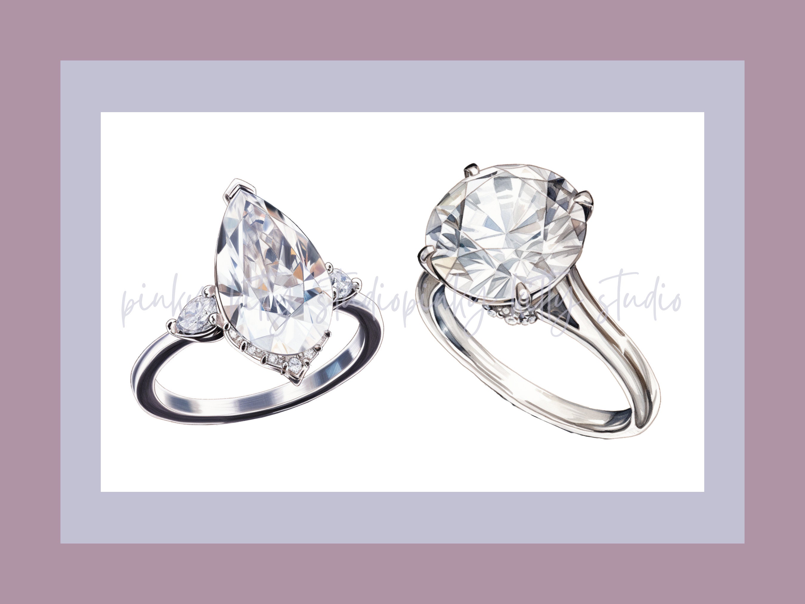 Diamond Engagement Ring Clip Art | Clipart Diamond | Clipart Wedding ...