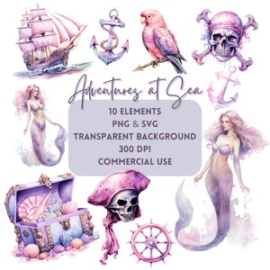 Pirate PNG | Clipart Nautical | Watercolor Mermaid Clip Art | for Card ...