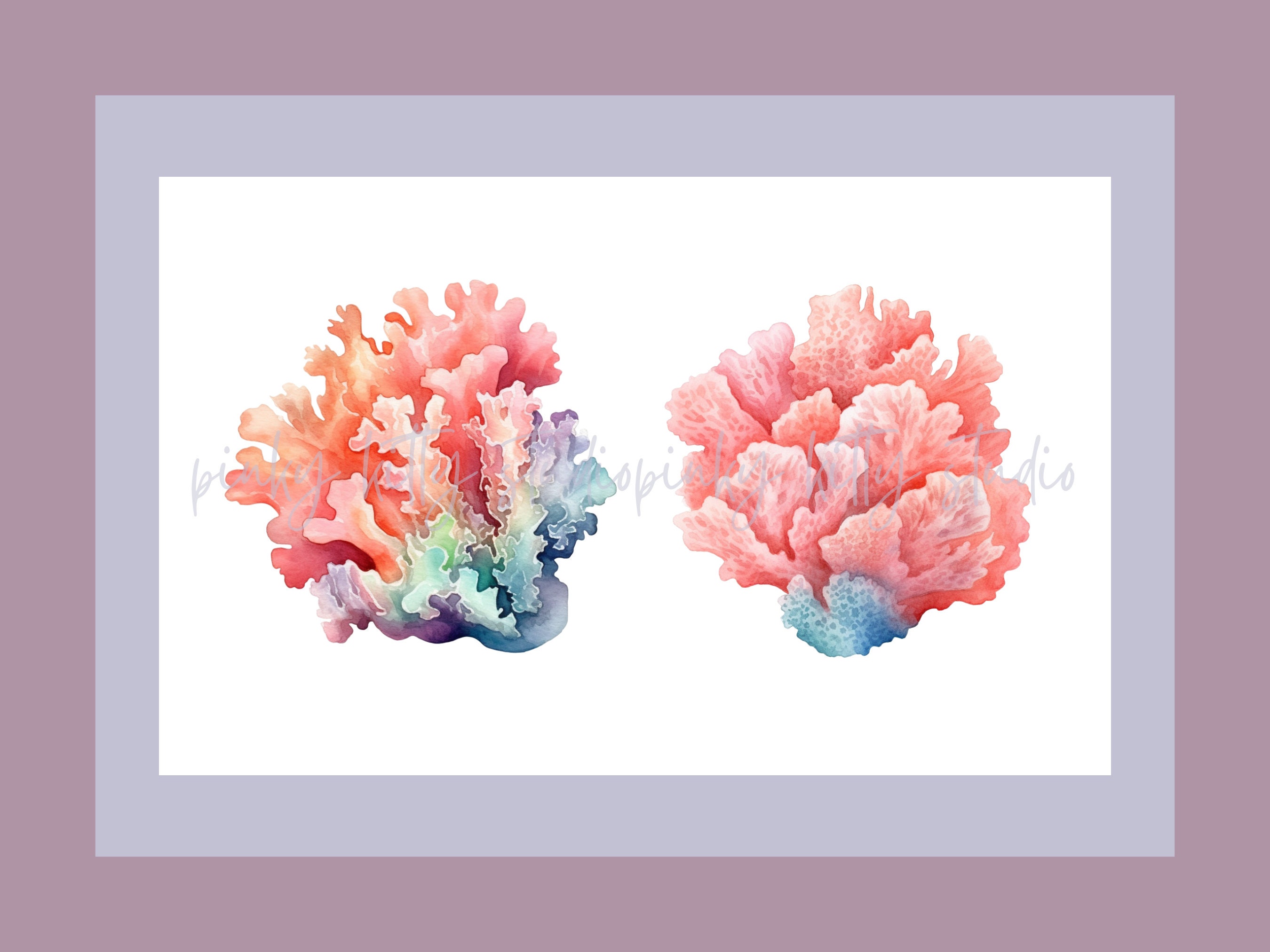 Coral Watercolor Clip Art Clipart Ocean Gift for Her Sublimation Coral ...