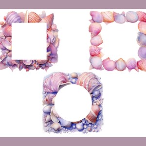 Watercolor Seashell Frame Clip Art | Nautical Clipart | Shell Decor ...