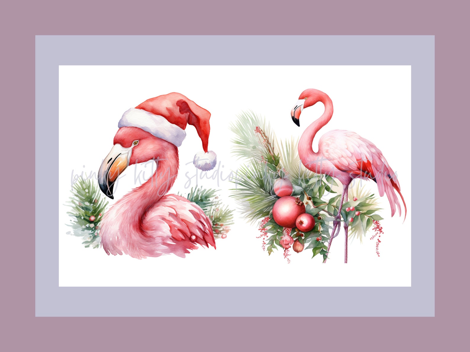 Christmas PNG | Clipart Christmas | Watercolor Flamingo Clip Art ...