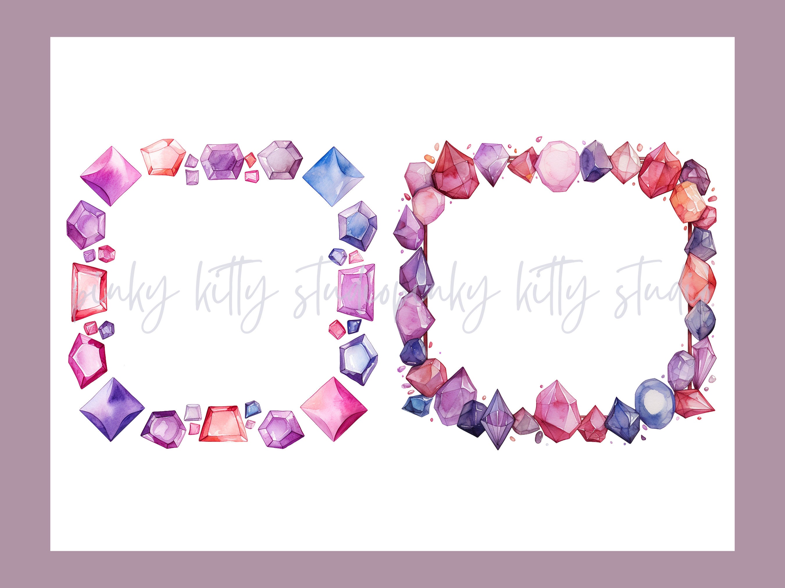 Watercolor Gem Clip Art | Frame Clipart | Mineral Decor Digital File ...