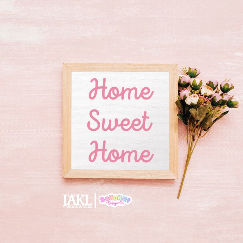 Home Sweet Home Pink Cursive Wood Sign Aesthetic Cute Summer Desk Decor ...