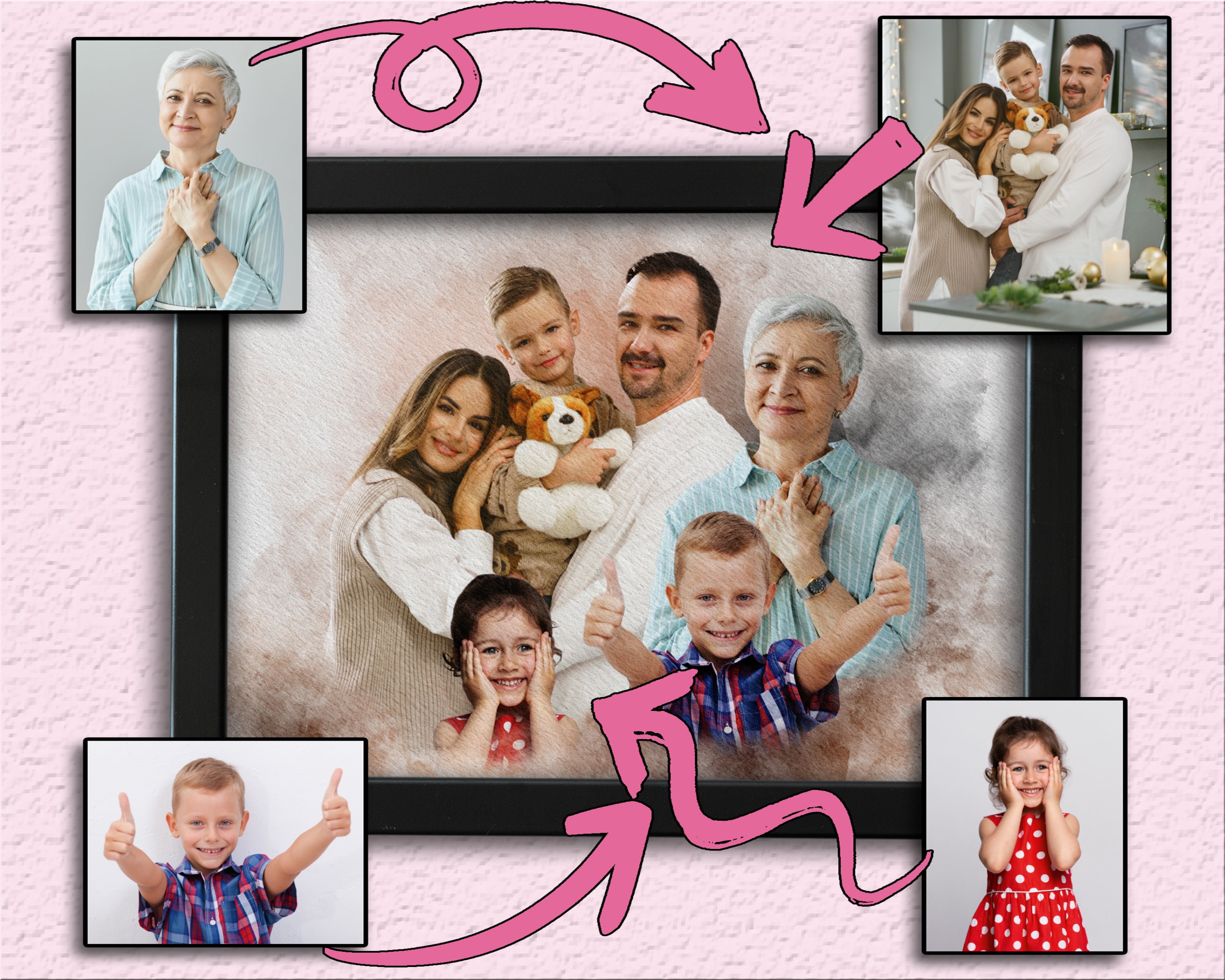 Personalized Family Portrait Edit, Memory Preservation Photo Service ...