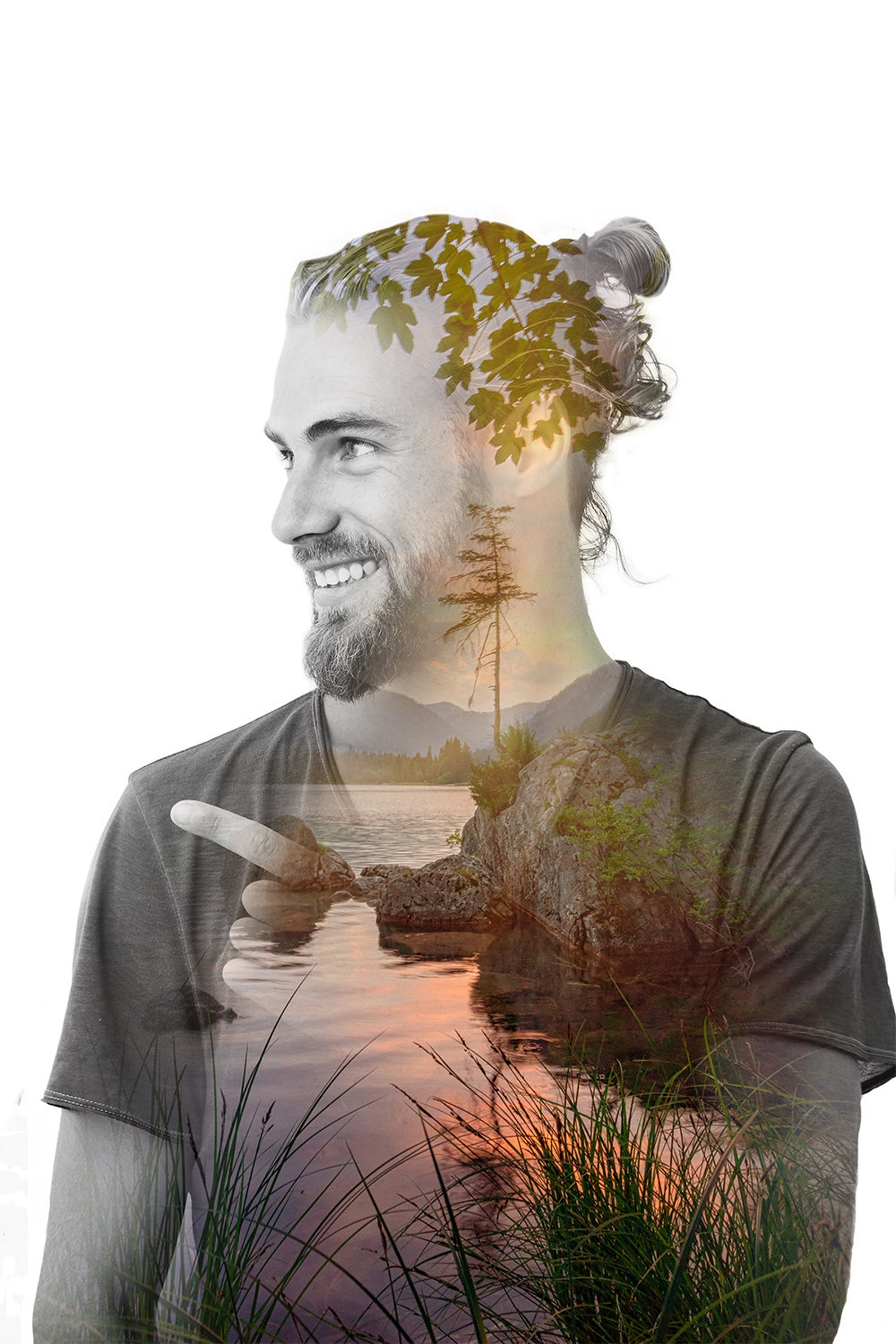 Unique Double Exposure Digital Art Portrait, an Extraordinary Portrait ...
