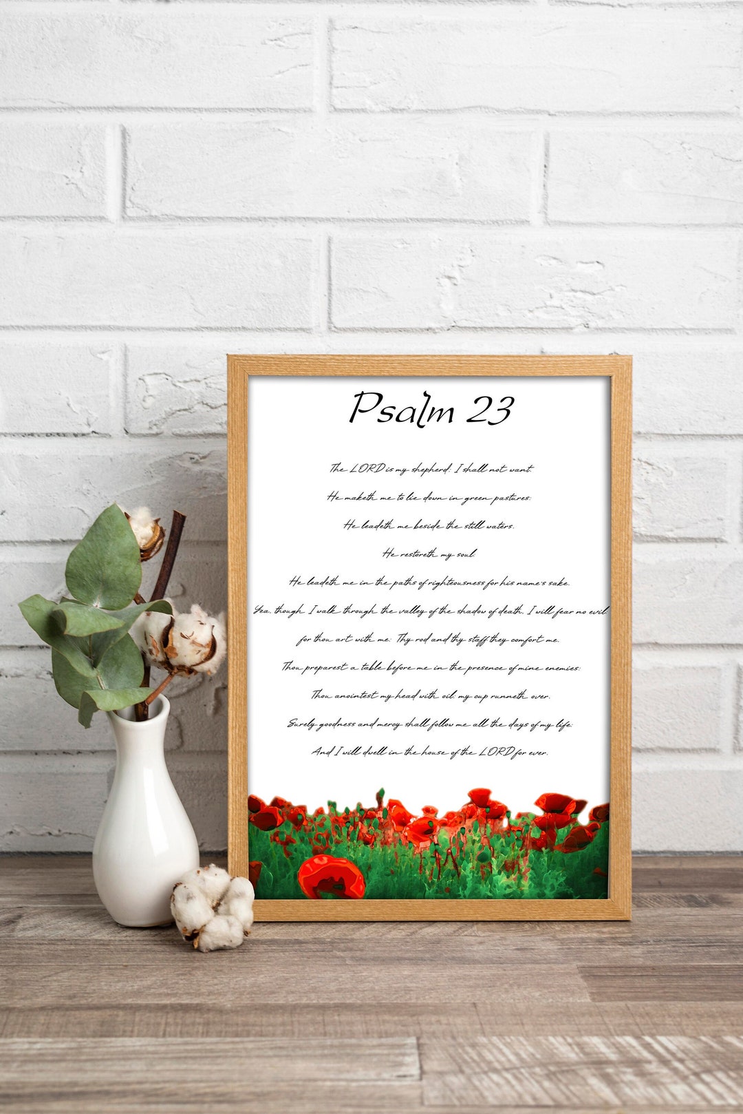 Psalm 23 - Good Shepherd, Watercolor Portrait of Psalm 23, Digital ...