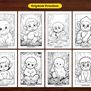 50 Cute Gorilla Coloring Page Book, Printable PDF Sheets, Instant ...
