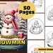 50 Snowman Snowglobe Coloring Page Book, Snow Glass Creature Christmas ...