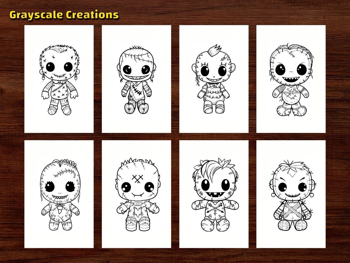 50 Voodoo Doll Coloring Page Book Halloween Creepy Chibi - Etsy