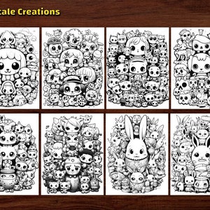 50 Animal Kawaii Cute Doodle Coloring Page Book Printable PDF - Etsy