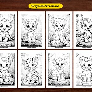 50 Cute Tiger Coloring Page Book, Printable PDF Sheet, Instant Download ...