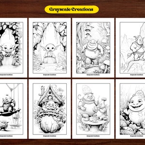 50 Cute Baby Ogre Coloring Page Book, Printable PDF Sheet, Instant Download, Grayscale Coloring ...