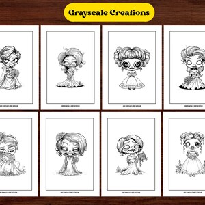 50 Cute Zombie Bride Coloring Page Book, Halloween Cartoon Creepy ...