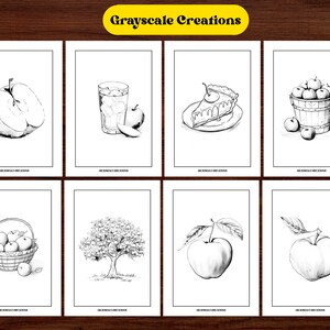 50 Apple Collection Coloring Page Book, Food Drinks Culinary, Printable ...