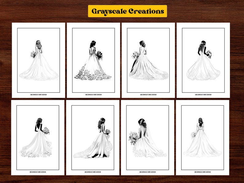 50 Bride Back View Coloring Page Book, People Human Profession Coloring ...
