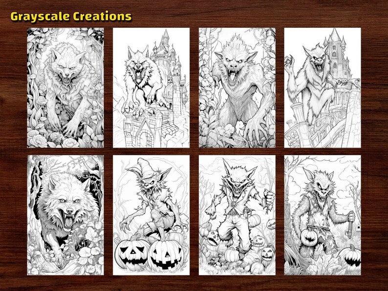 50 Scary Werewolf Coloring Page Book Printable PDF Sheets - Etsy