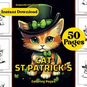 50 Cat St Patrick Day Coloring Page Book, Patty Irish, Printable PDF ...