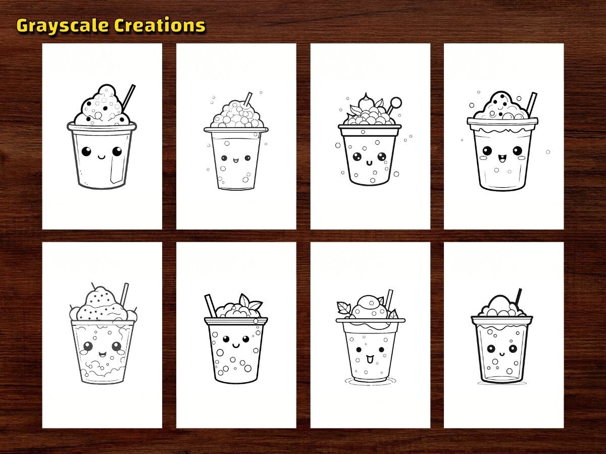 50 Bubble Tea Coloring Page Book Beverage Food Kawaii Doodle - Etsy