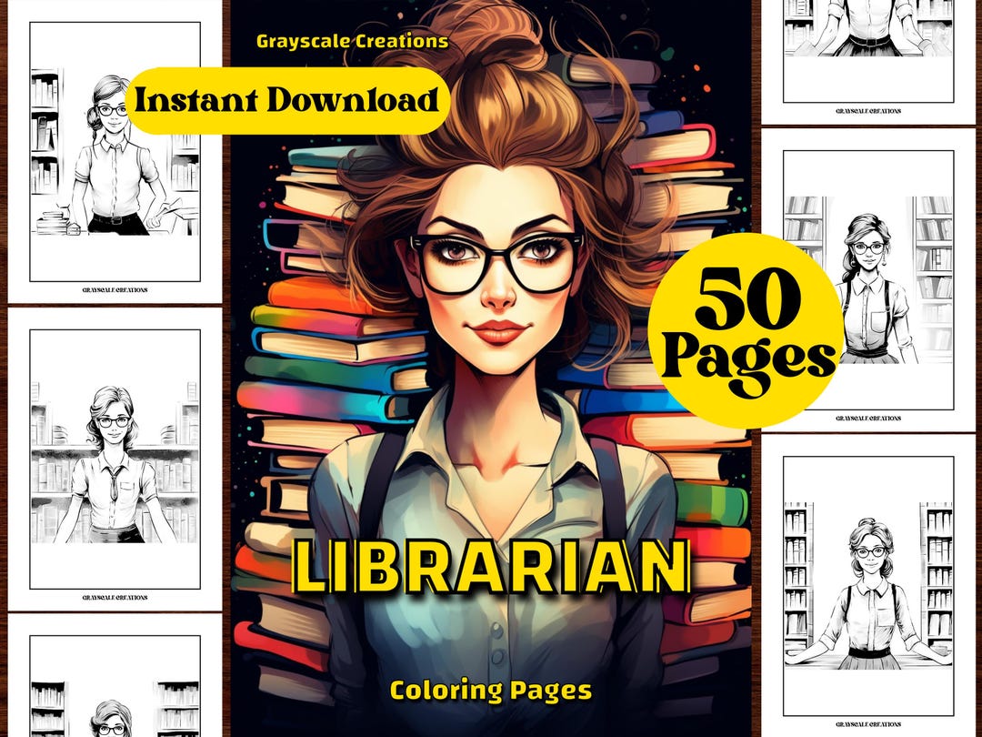 50 Librarian Coloring Page Book, People Human Profession Coloring Pages ...