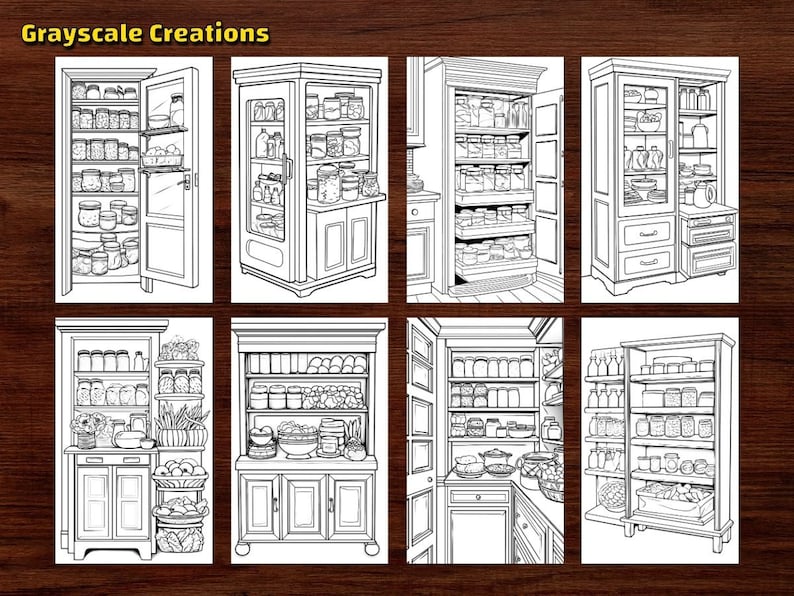 50 Pantry Coloring Page Book, Printable PDF Sheets, Instant Download ...