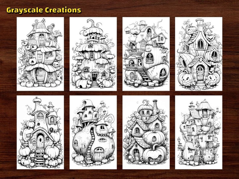 50 Pumpkin House Coloring Page Book Printable PDF Sheets - Etsy