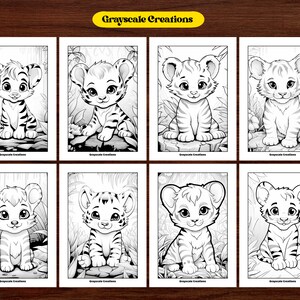 50 Cute Tiger Coloring Page Book, Printable PDF Sheet, Instant Download ...