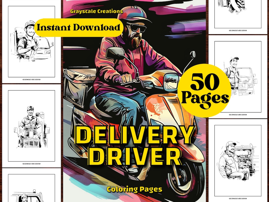 50 Delivery Driver Coloring Page Book, People Human Profession Coloring ...