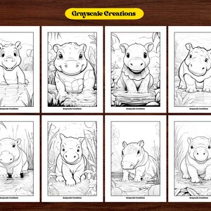 50 Cute Hippopotamus Coloring Page Book, Printable PDF Sheets, Instant ...