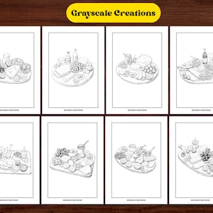 50 Food Board Coloring Page Book, Food Beverage Drinks Culinary ...