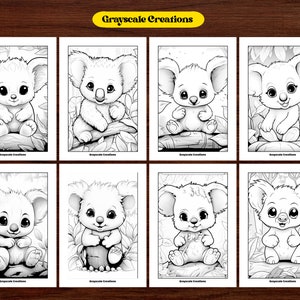 50 Cute Koala Coloring Page Book, Printable PDF Sheets, Instant ...