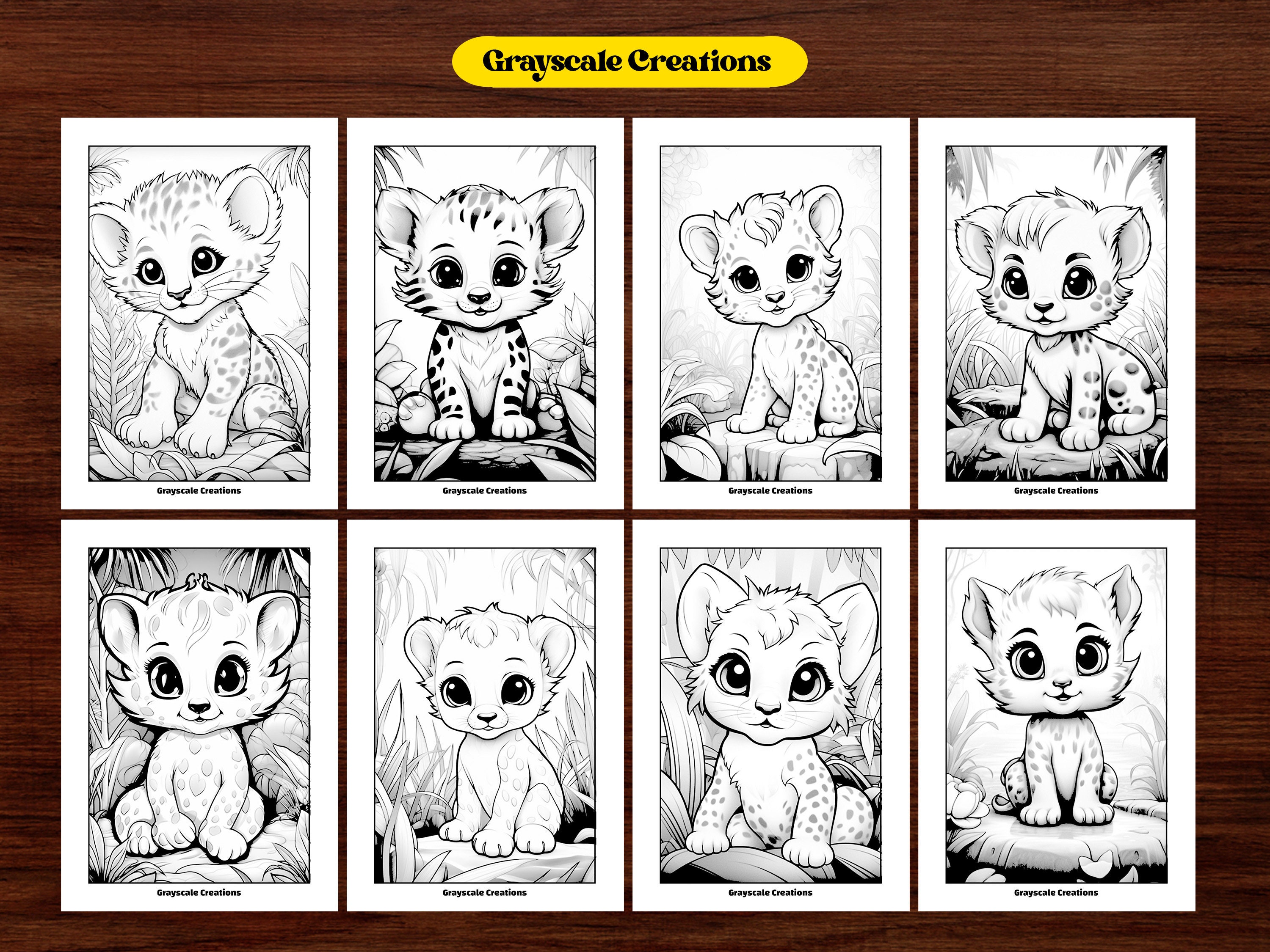 50 Cute Cheetah Coloring Page Book, Printable PDF Sheets, Instant ...