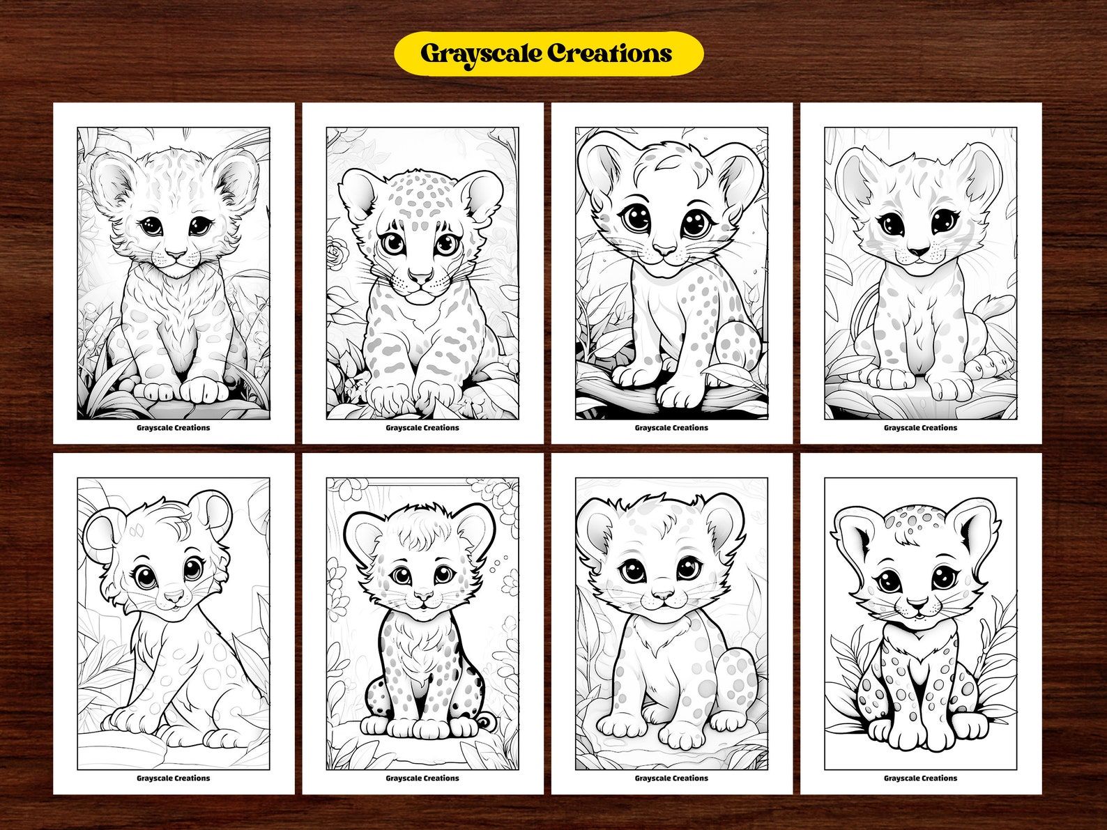 50 Cute Leopard Coloring Page Book, Printable PDF Sheets, Instant ...