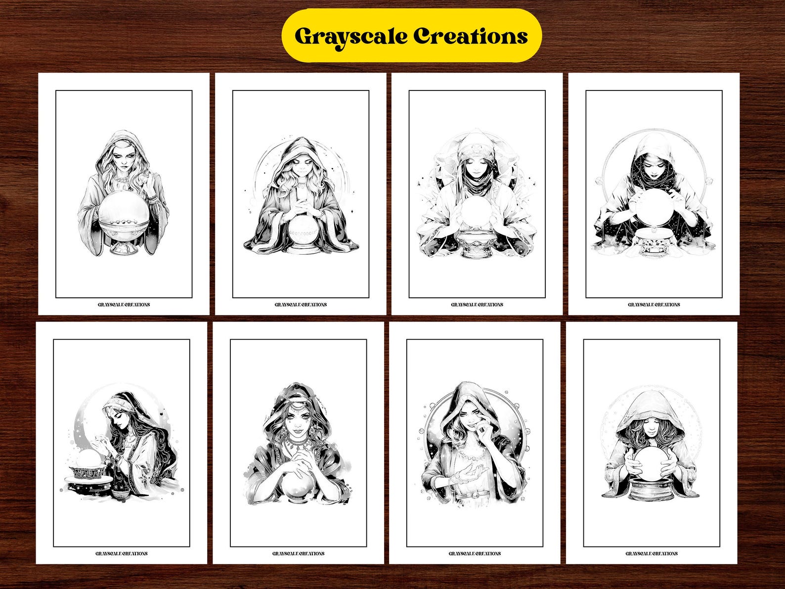 50 Fortune Teller Coloring Page Book, Halloween Cartoon Creepy ...