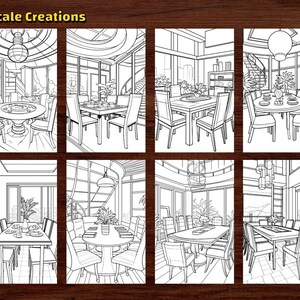 50 Dinning Room Coloring Page Book, Printable PDF Sheets, Instant ...