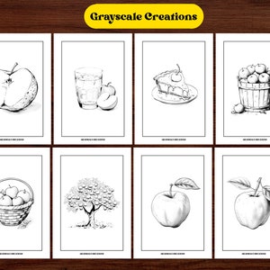 50 Apple Collection Coloring Page Book, Food Drinks Culinary, Printable ...