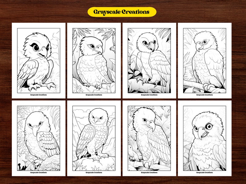 50 Cute Eagle Coloring Page Book, Printable PDF Sheets, Instant ...