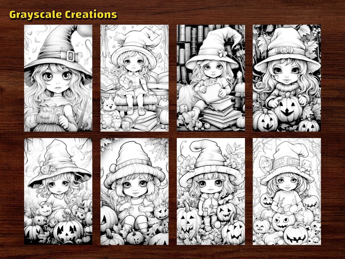 50 Cute Baby Witch Coloring Page Book Printable PDF Sheets - Etsy Australia