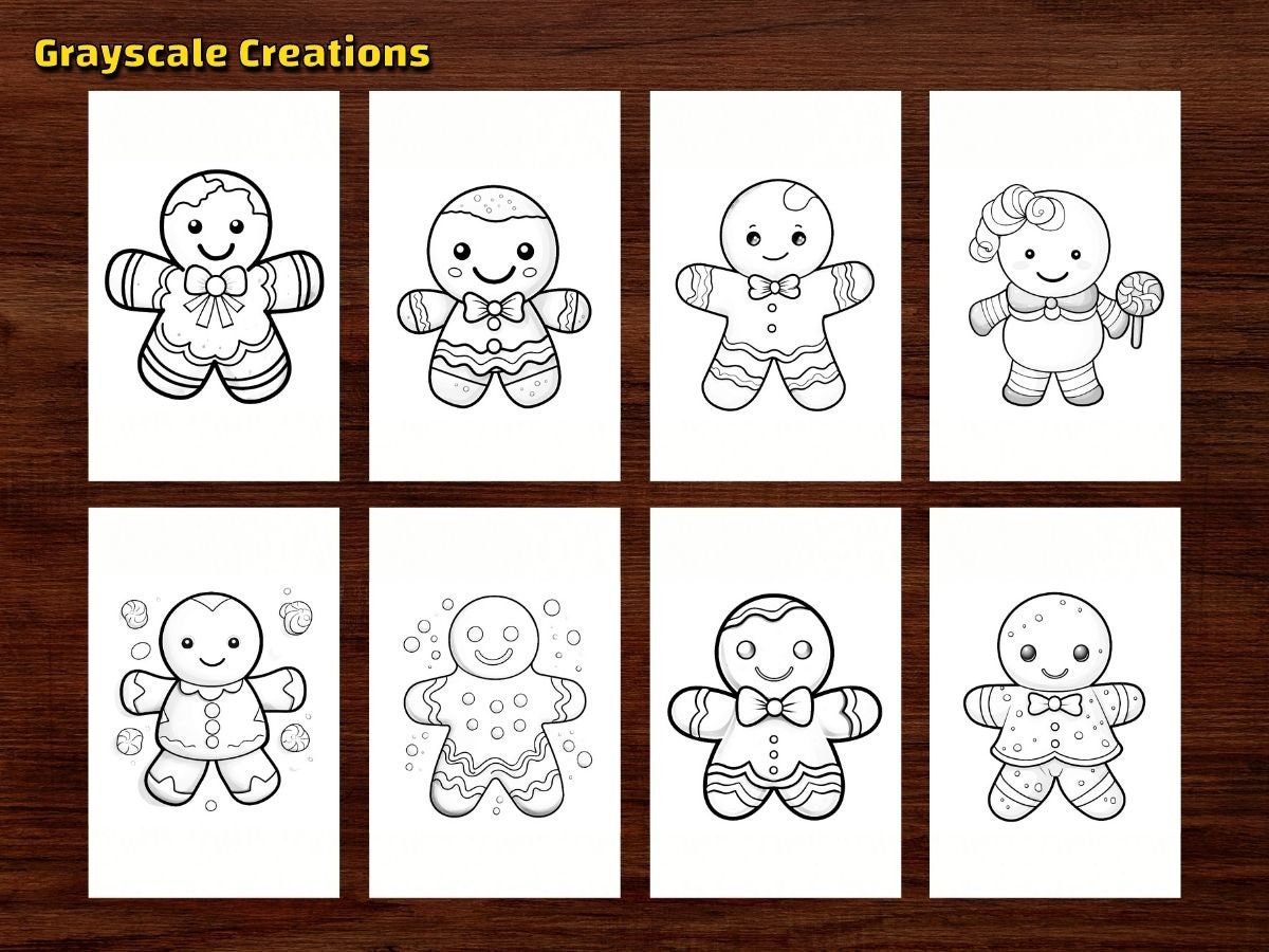 50 Gingerbread Coloring Page Book, Christmas Snow Creature Xmas Winter ...