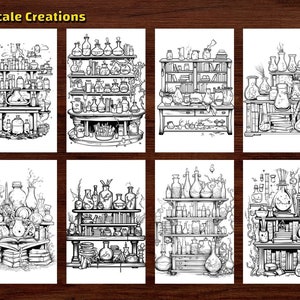 50 Magic Potion Shelves Coloring Page Book Printable PDF - Etsy