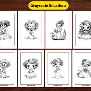 50 Cute Zombie Bride Coloring Page Book, Halloween Cartoon Creepy ...