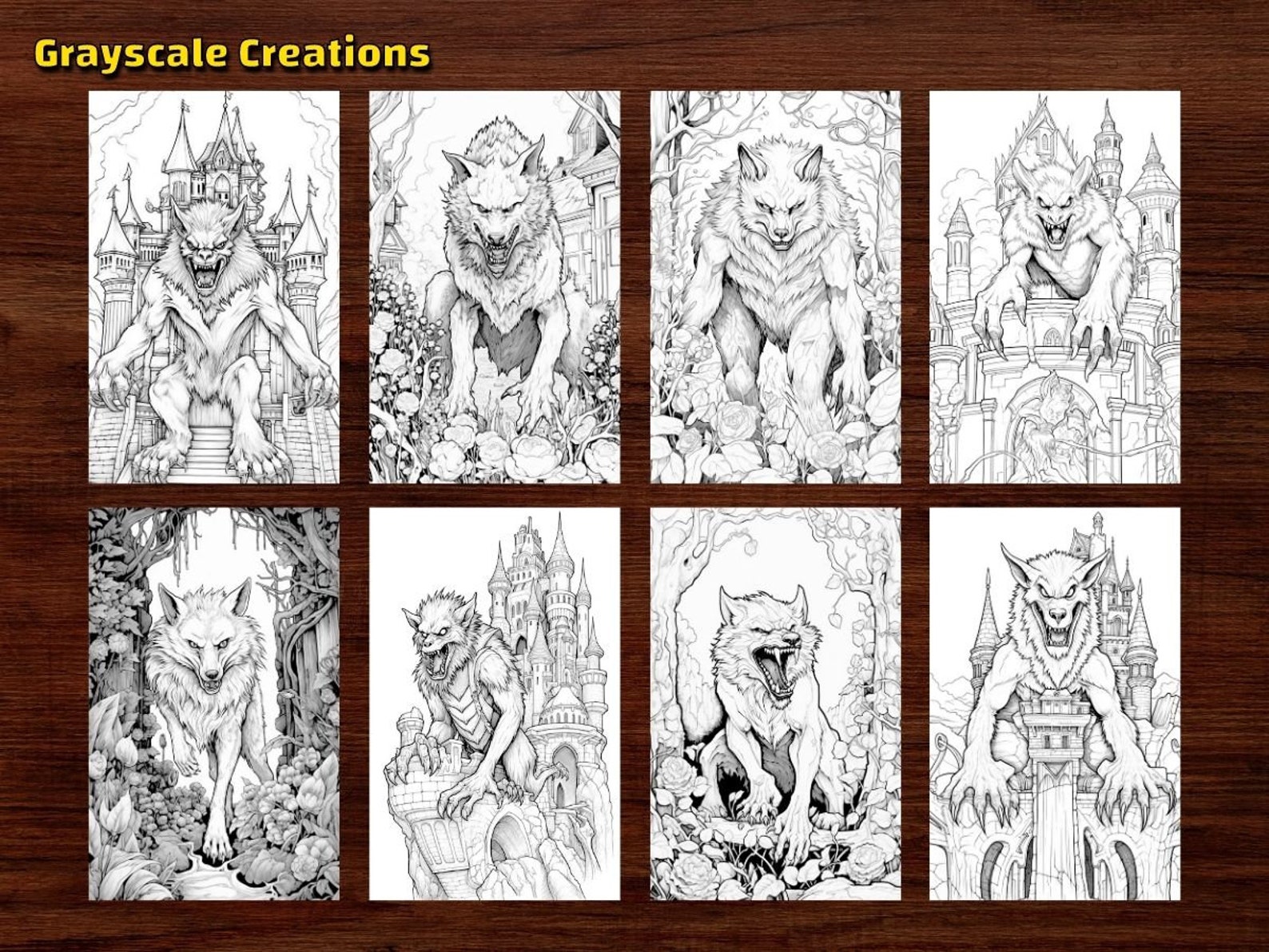 50 Scary Werewolf Coloring Page Book Printable PDF Sheets - Etsy