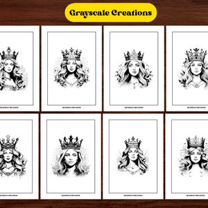 50 Queen Coloring Page Book, Fantasy Enchanted Creatures, Birthday ...