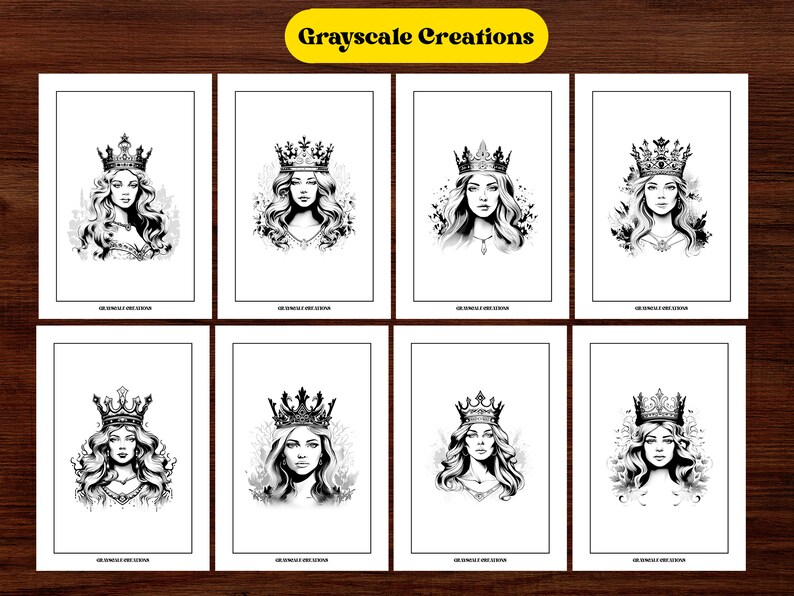 50 Queen Coloring Page Book, Fantasy Enchanted Creatures, Birthday ...